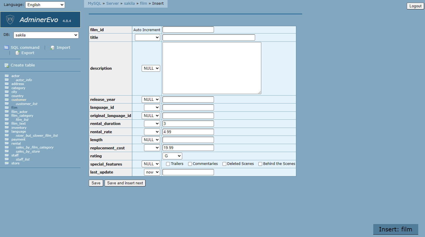 Theme for AdminerEvo | rmSOFT